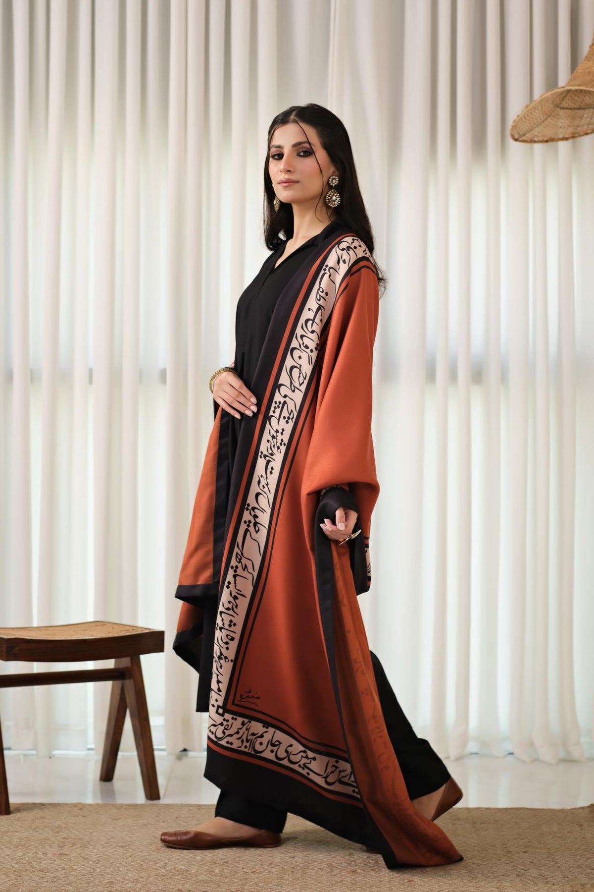 Hayaat (Life) - Rustic Orange Shawl – Manto USA