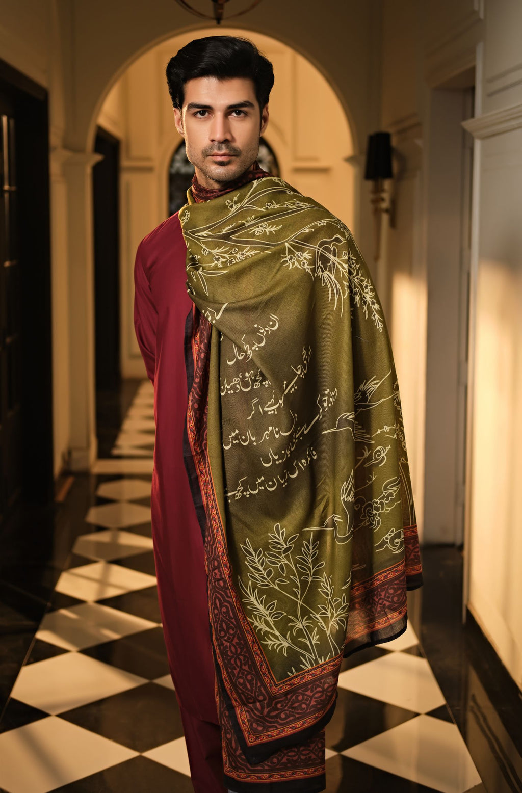 Gumaan (Wrapped In Mystery) Odhni - Shaded Olive Green – Manto USA